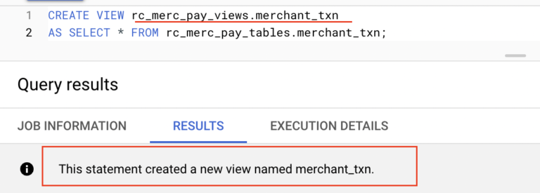 How to create a view in BigQuery?