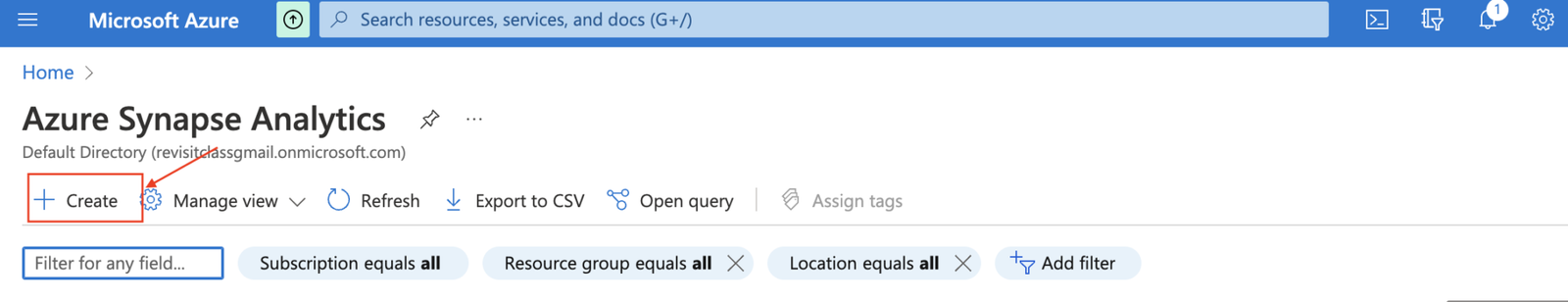 How to create Azure Synapse Analytics Workspace?